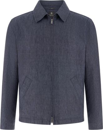 Boggi Milano Homme, Vestes, Bleu, Taille: M Blouson aviateur technique en lin