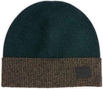 Paul Smith Bonnet bi-colore en laine m&eacute;rinos m&eacute;lang&eacute;e