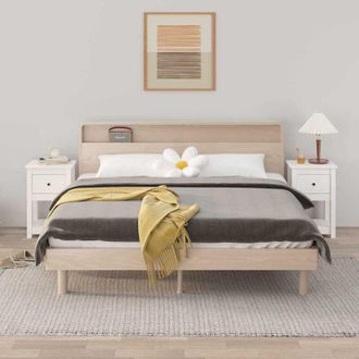 vidaXL Nachttische 2 Stk. Wei&szlig; 40x35x61,5 cm Massivholz Kiefer Vidaxl