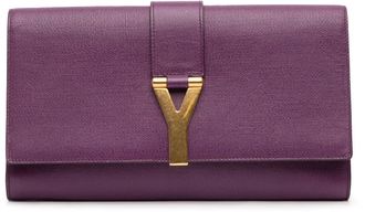 Saint Laurent Clutches - Textured Leather Chyc Ligne Clutch - Gr. unisize - in Orange - f&uuml;r Damen