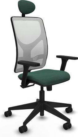 Piqueras y Crespo Gr&uuml;ner Schreibtischstuhl mit 3D-Armen, h&ouml;henverstellbarer Lendenwirbelst&uuml;tze und festem Kopfteil, ausgestattet mit 3-fach verstellbarer R&uuml;ckenlehne un