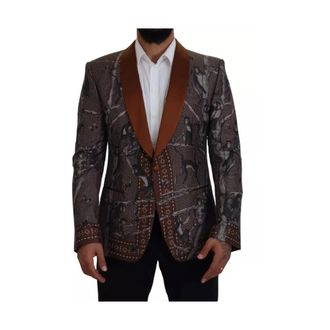 Dolce & Gabbana Bronze Monkey Print Seidenblazer Jacke - - Jackets - Herren - Mehrfarbig - S
