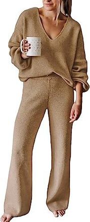 Pink Queen Survêtement 2 pièces pour femme - Ensemble de pyjama décontracté, kaki, L