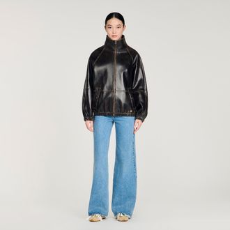 Sandro Blouson en cuir vieilli