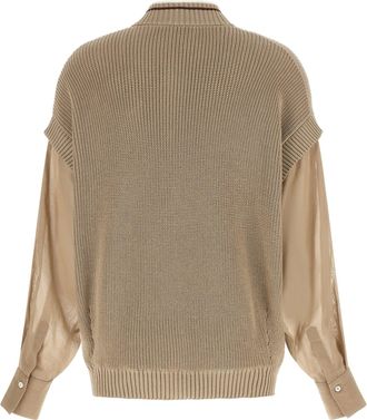 Brunello Cucinelli Organza Sleeve Cardigan - Beige