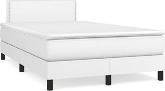 vidaXL Boxspringbett mit Matratze Wei&szlig; 120x190 cm Kunstleder Vidaxl