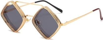 Generic SteamPunk Lunettes de soleil creuses en forme de losange pour homme et femme en alliage UV400, c9, Taille unique