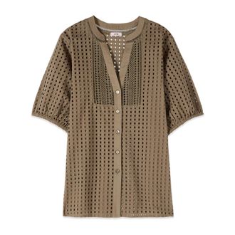 Oltre Hemd aus perforierter Baumwolle - - Blouses & Shirts - Damen - Gr&uuml;n - 2XL