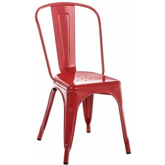 Clp Chaise de design industrielle saclable en m&eacute;tal avec un dossier de diff&eacute;rentes couleurs colore : Rouge