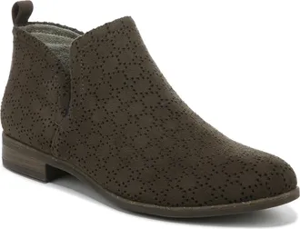 Dr. Scholls Shoes Womens Rate Ankle Boot, Olive Perforated Microfiber Suede, 9.5 M US