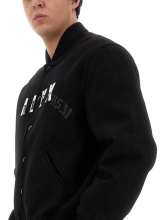Alyx Logo-Detailed Wool Blend Bomber Jacket - Black