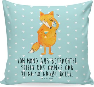 Mr. & Mrs. Panda 40 x 40 Kissen Fuchs Lord - Geschenk, Kissenh&uuml;lle, neugierig, Sofakissen, Probleml&ouml;sung, sitzkissen, sofakissen, tr&ouml;stende Worte