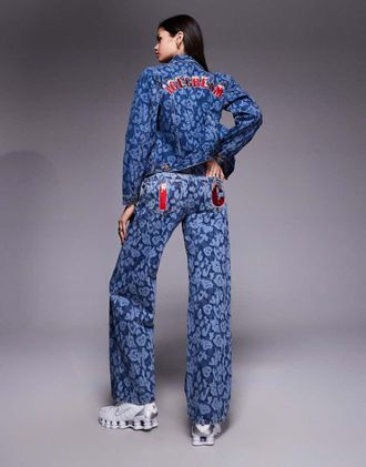 Icecream Jean densemble &agrave; imprim&eacute; camouflage au laser - Bleu moyen d&eacute;lav&eacute;