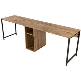 Hanah Home Bureau en bois Twin Study Desk - 240 x 60 x 74 cm - Pin atlantiqueNoir