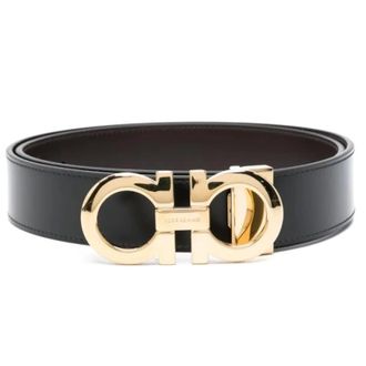 Ferragamo Femme, Accessoires, Noir, Taille: 100 CM Ceinture en Cuir Noir Style Classique