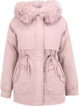 Generic Doudoune dhiver moelleuse à capuche pour femme, manteau rembourré et isolant, coupe ajustée, parka à capuche avec fermeture éclair, manteau mi-long hy