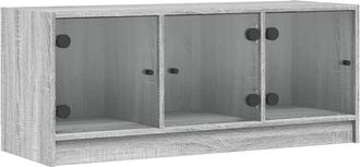 vidaXL Vidaxl - TV-Schrank mit Glastüren Grau Sonoma 102x37x42 cm