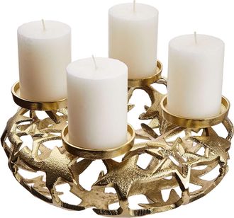 Butlers Adventskranz Sterne Ø30cm Aluminium Advent | moderner Kerzenständer für Weihnachten | runder Metallkranz | stilvolle Tischdeko für die Adventszeit