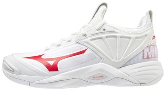 Mizuno 2 Wave Momentum Damen Volleyballschuh 10, Weiß/Rot, 41 EU