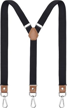 DonDon Bretelles Homme larges - Bretelles noires extra-fortes pour Pantalon de Travail, Costume Large - Clips mousqueton Robustes pour Pantalon en forme de Y