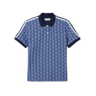 Lacoste Femme, Tops, Bleu, Taille: 38 FR Polo ajust&eacute; en jacquard avec monogramme
