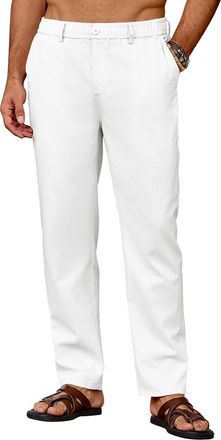 Coofandy Hosen Herren mit Kordelzug Leinenhose Freizeithose Strandhose Leinen Hose Männer Leichte Sommerhose Lang Dünne Hosen Chino Hose Herren Sommer mit Gumm