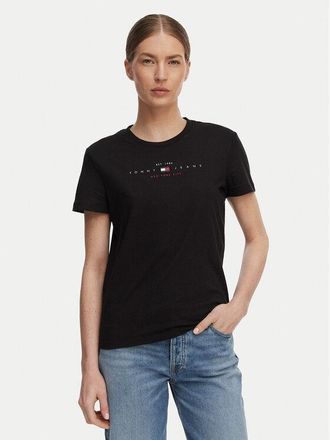Tommy Jeans T-Shirt Linear Ss Tee DW0DW22789 Schwarz Regular Fit