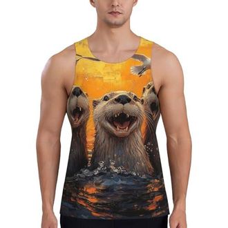 Generic D&eacute;bardeur respirant &agrave; s&eacute;chage rapide sans manches pour homme pour entra&icirc;nement &agrave; la plage S &agrave; 4XL, Loutre mignonne 20, 3XL