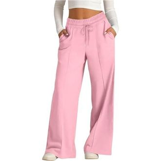 Generic Pantalon Running Femme Fluide &Eacute;t&eacute; Long Pants D&eacute;tente Mode &Eacute;lastique Streetwear L&eacute;ger Chic Elegant V&ecirc;tement Confortable Classique Taille Haute 2025 Pan