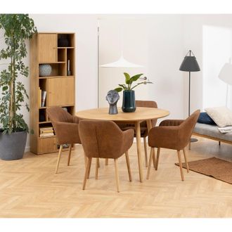 M&oslash;rteens home24 Esstisch &Oslash; 120cm Braun/Eiche