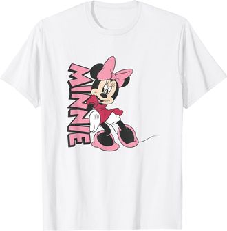 Disney Minnie Mouse Leaning On Her Name Cute Portrait T-Shirt