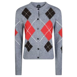 Pinko Pinko, Femme, Pulls, Gris, Taille: 38 FR Cardiff Cardigan Argyle