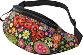 Generic Paix, Amour, Fleur De Pai-Sley Sac Banane L&eacute;ger Sacs Banane R&eacute;glable Poche Poitrine Pour Cyclisme Ext&eacute;rieur Randonn&eacute;e 14X35Cm