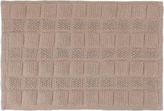 Relaxdays Badematte Baumwolle, 60 x 40 cm, rutschfest, waschbar, Vorleger Badezimmer, Badteppich rechteckig, Hellbraun