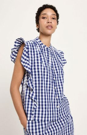 Lanius Lanius Damen vegan Bluse Vichy Check Marineblau/Wei&Atilde;Y