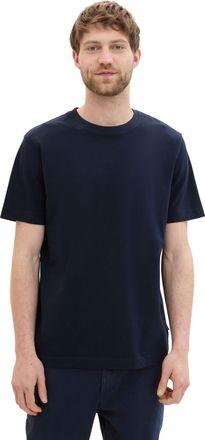Tom Tailor Herren Klassisches T-Shirt mit Piqu&eacute;-Struktur, sky captain blue, M