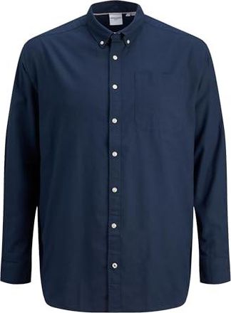 Jack & Jones Chemise Unie Grande Taille à Manches Longues pour Hommes de, Couleurs:Bleu-foncé, Taille:XXL