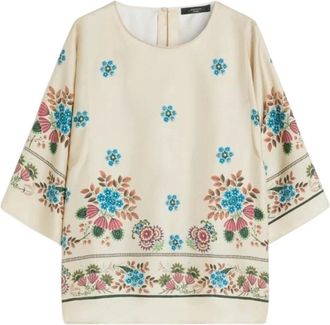 Max Mara Femme, Blouses et Chemises, Multicolore, Taille: 44 FR Blusa de sarga de seda estampada
