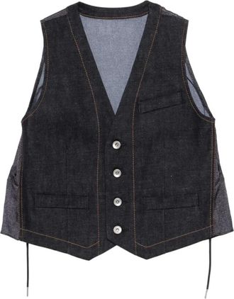 sacai Femme, Vestes, Bleu, Taille: 38 FR Denim Vest