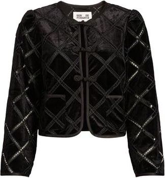 Baum Und Pferdgarten Gilet court en velours &agrave; broderie ajour&eacute;e