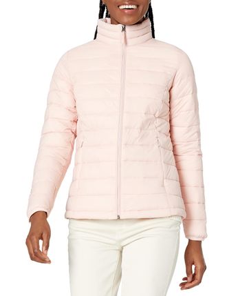 Amazon Essentials Damen Leichte, langärmelige, wasserabweisende, packbare Pufferjacke (in Übergröße erhältlich), Rosé, XXL