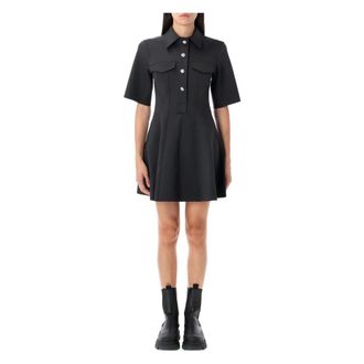 Ganni Femme, Robes, Noir, Taille: 38 FR Robe Mini &Eacute;vas&eacute;e Phantom Aw25