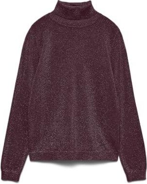 Vero Moda Vero Moda Vmhappyglitter Ls Rollneck Pullover Boo Pull à col roulé, Vin, XS Femme