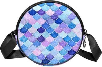 Generic Sac &agrave; bandouli&egrave;re circulaire pour femme, motif &eacute;cailles de sir&egrave;ne, petit sac &agrave; dos &agrave; bandouli&egrave;re avec fermeture &eacute;clair, bretelles r&eacute;glables, sac &agrave; mai