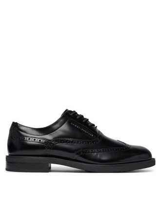 Tommy Hilfiger Halbschuhe Lth Abrasivato Brogue Shoe FM0FM06078 Schwarz