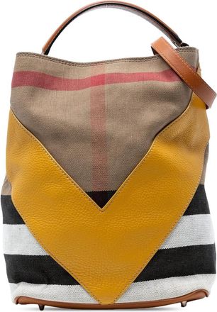 Burberry Hobo Bags - Medium Mega Check Canvas and Calfskin Chevron Ashb - Gr. unisize - in Braun - f&uuml;r Damen