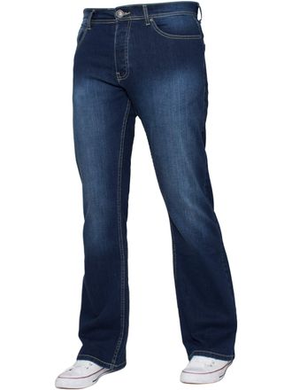 Enzo Jeans Herren-Jeans, Bootcut, weites Bein, Stretch, Glocke, ausgestellt, Denim-Hose, alle Taillengrößen, Mid-Stonewash, Bundweite: 97 cm, beinlänge: 81 cm (3