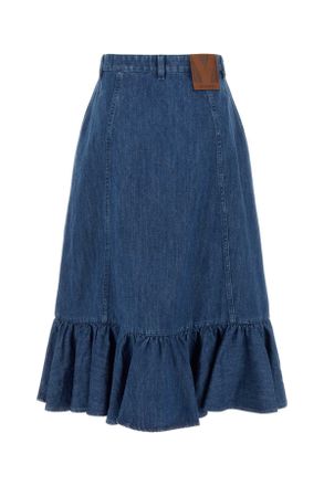 Valentino Garavani Womens Denim Skirt Mediumbluedenim Exterior: Cotton Linen Gonne