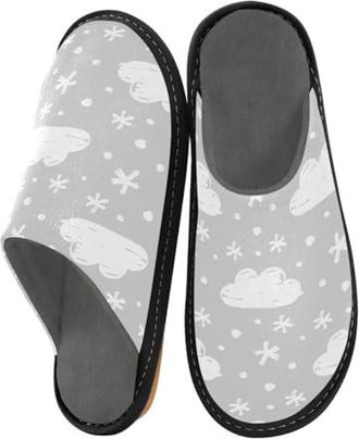 HMZXZ Pantoufles grises pour homme et femme, nuage, flocons de neige, chaussons dint&eacute;rieur pour la maison, la chambre &agrave; coucher, les voyages, multicolore, 3