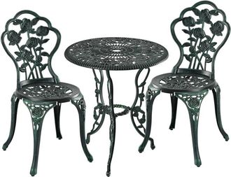 Relaxdays Relaxdays Salon de jardin, pour 2 personnes, design romantique, fonte daluminium, pour le balcon